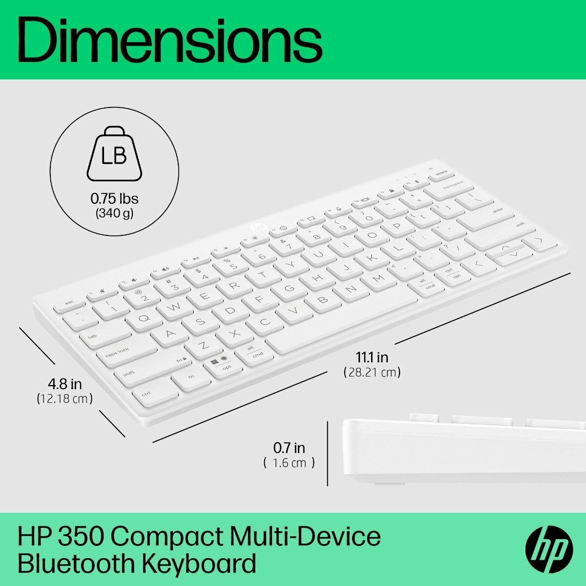 HP 350 Multi-Device Compact Wireless Keyboard English - White | HP Store